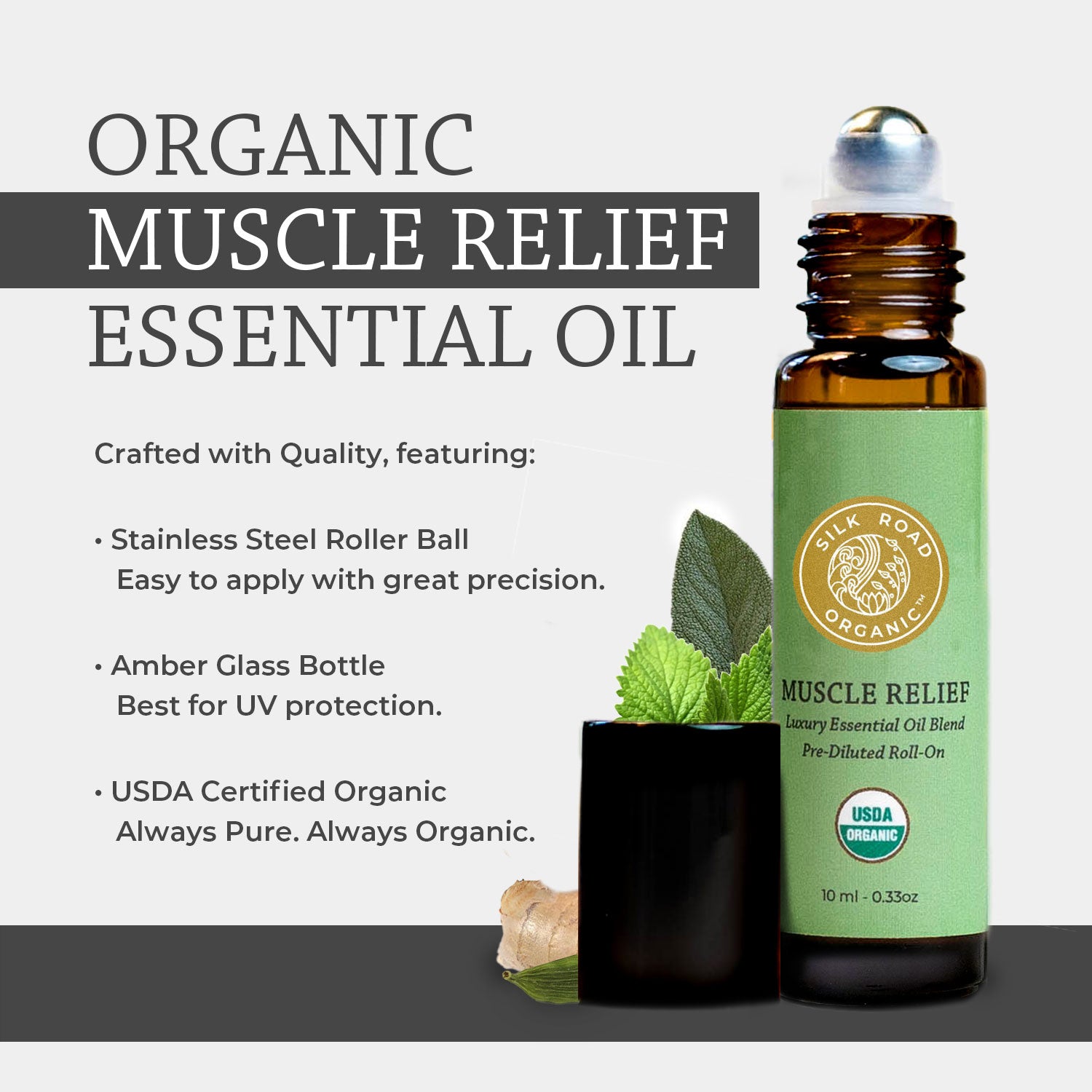 USDA Organic MUSCLE RELIEF Essential Oil Roll-on - Silk Road Organic®